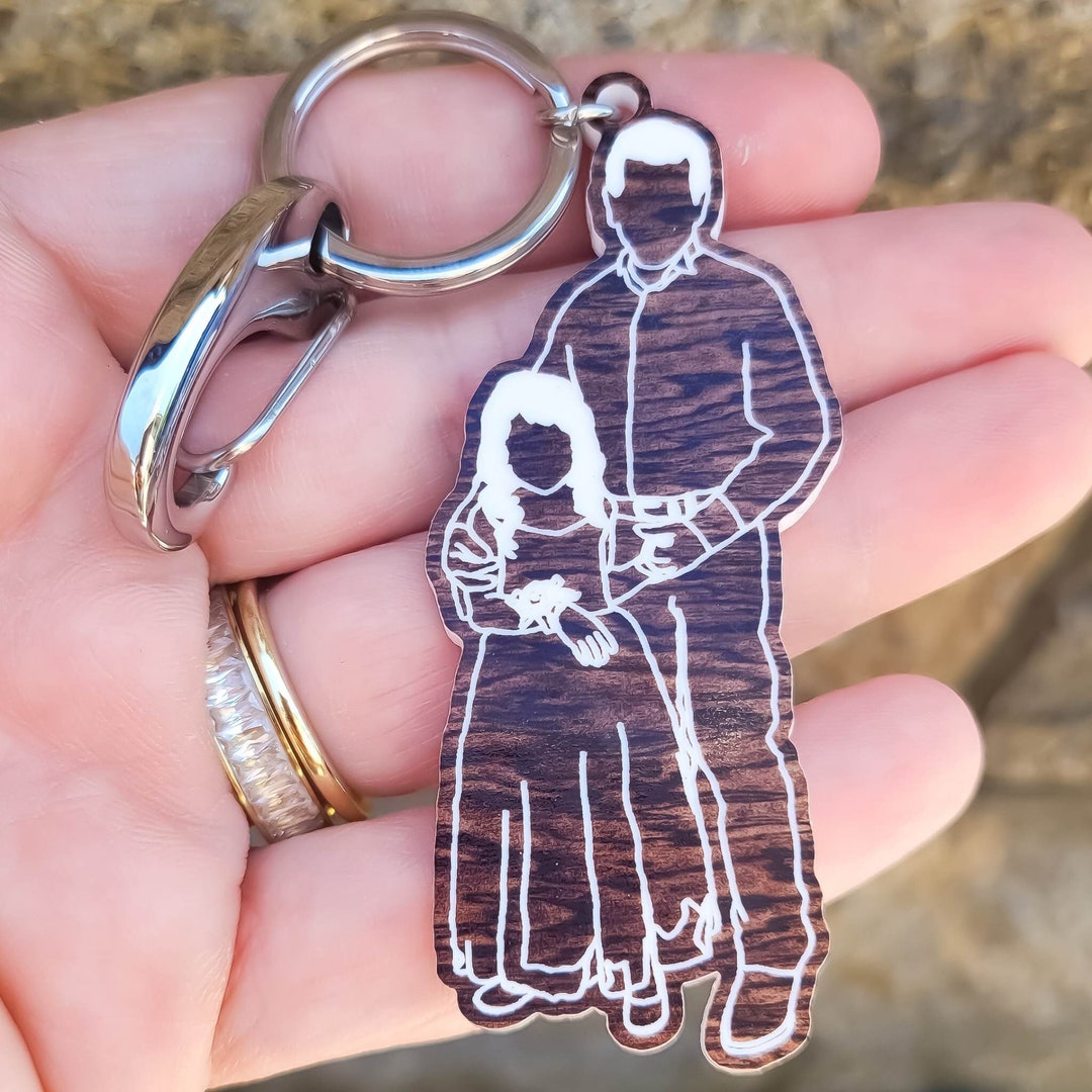 Wood Family Portrait Keychain Faceless Portrait Keychain Custom ...