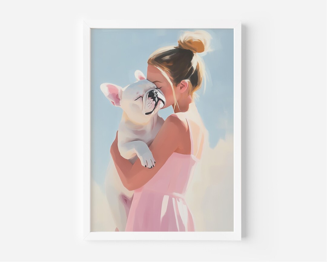 Cute French Bulldog Printable Art - Cozy Pastel Digital Painting ...