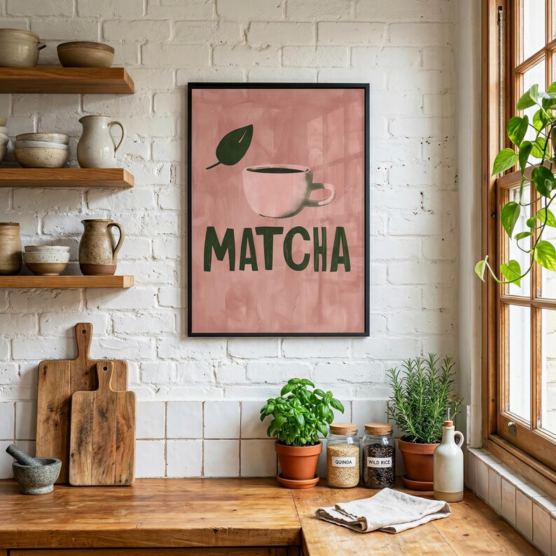 Matcha Poster – Minimalist Matcha Wall Art, Japanese Tea Kitchen Decor ...