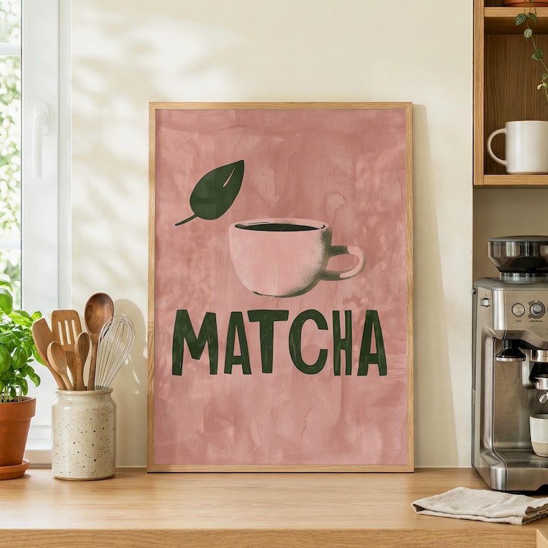 Matcha Poster – Minimalist Matcha Wall Art, Japanese Tea Kitchen Decor ...
