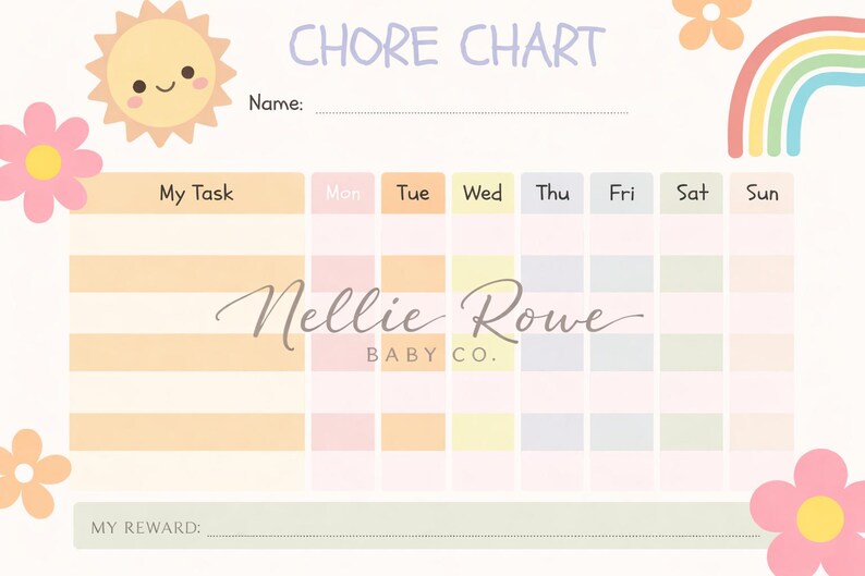 Kids Chore Chart Printable | Editable Weekly Reward Chart | Dry Erase ...