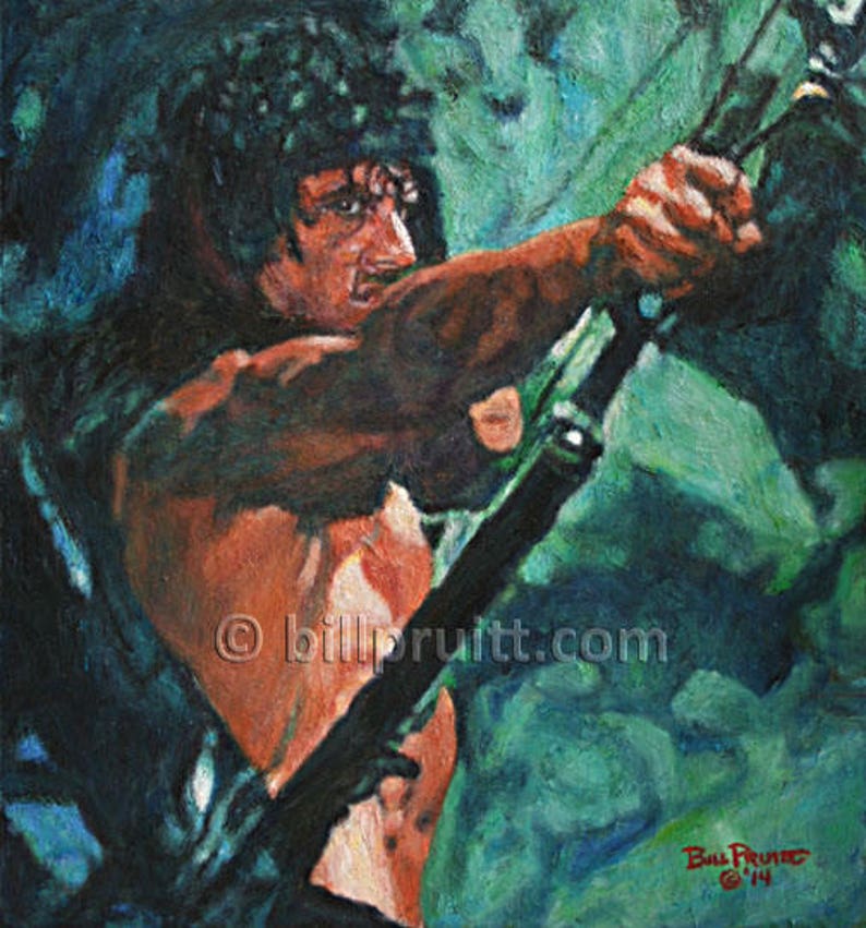 Sylvester Stallone Rambo 2 Art Print 12x14 Signed and Dated Bill Pruitt ...