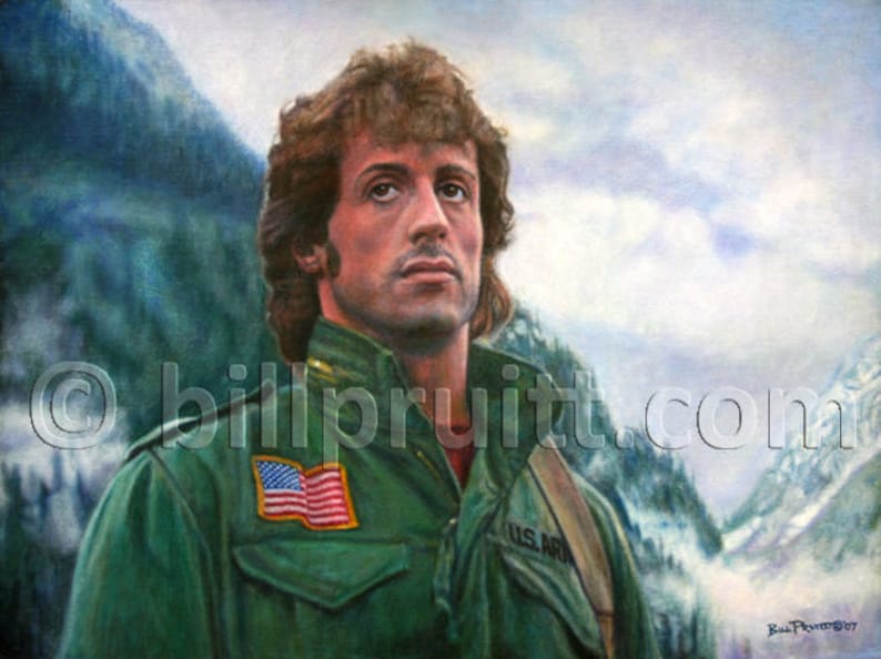 Sylvester Stallone Rambo First Blood Art Print 12x16 Signed and Dated ...
