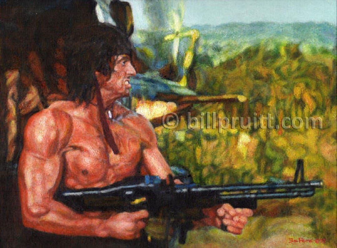 Sylvester Stallone Rambo 2 Art Print 12x16 Signed and Dated Bill Pruitt ...