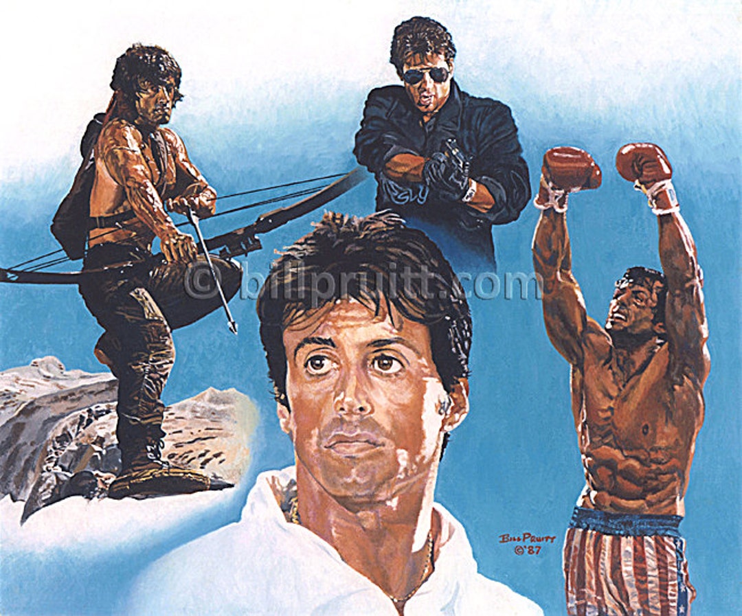 Sylvester Stallone Rocky Rambo Art Print 13x16 Signed and Dated Bill ...
