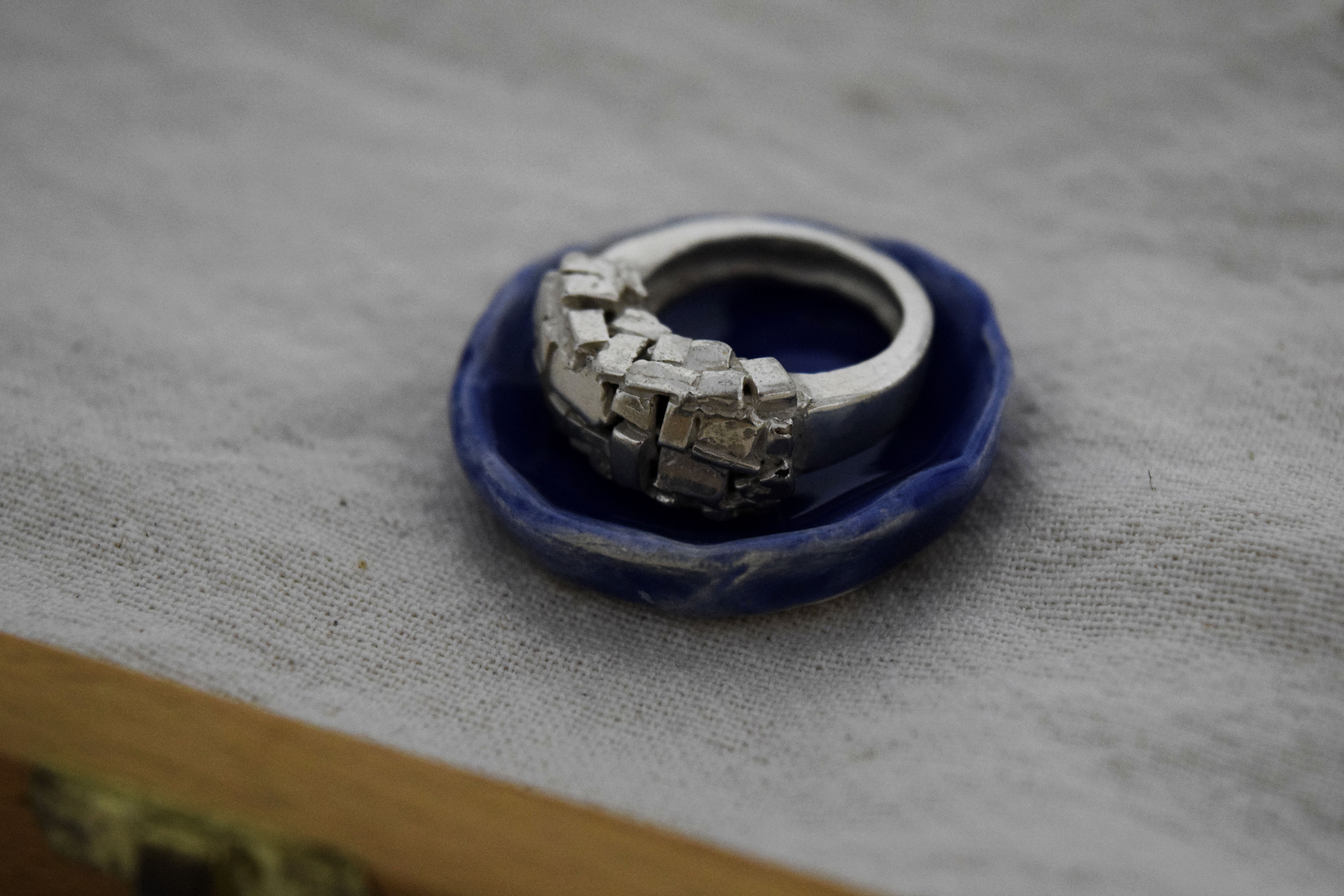 Silver Statement Ring Rock Carved Stone Ring cocktail | Etsy