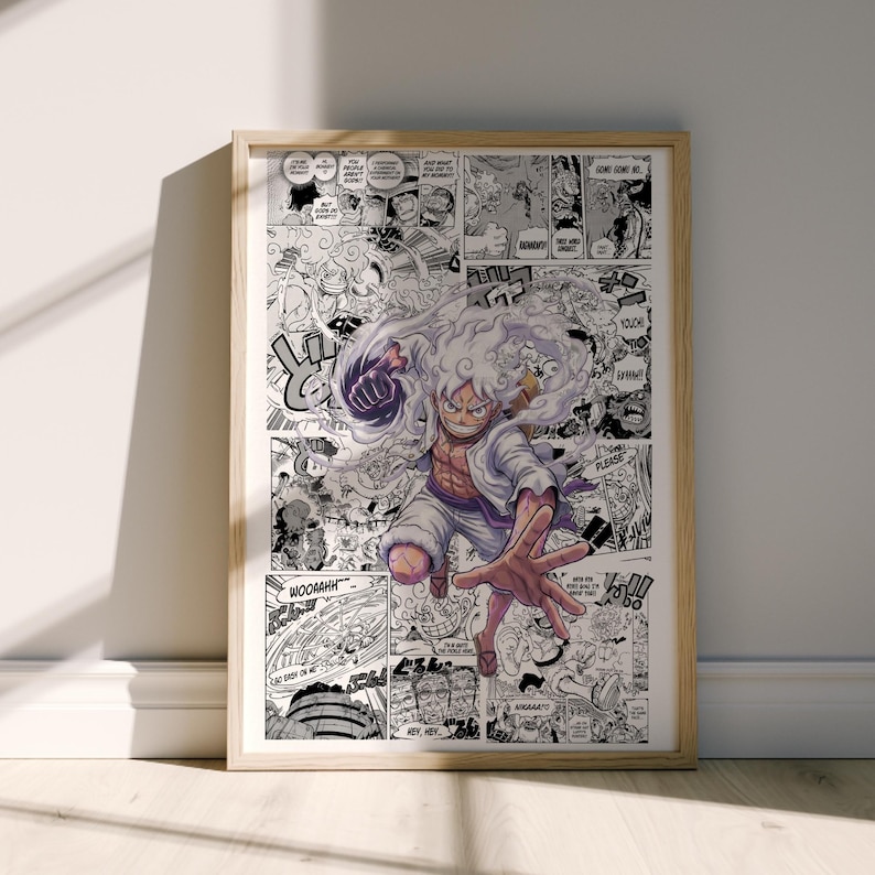 One Piece Luffy Gear 5 Wall Art Manga Poster - Luffy - Curated Manga ...