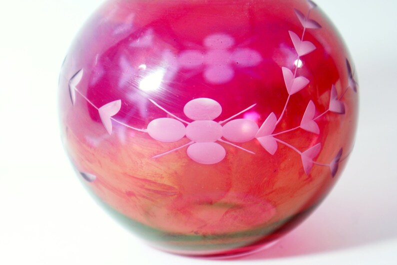 Glass Wheaton Vase Vintage Embossed Ruby Red | Etsy