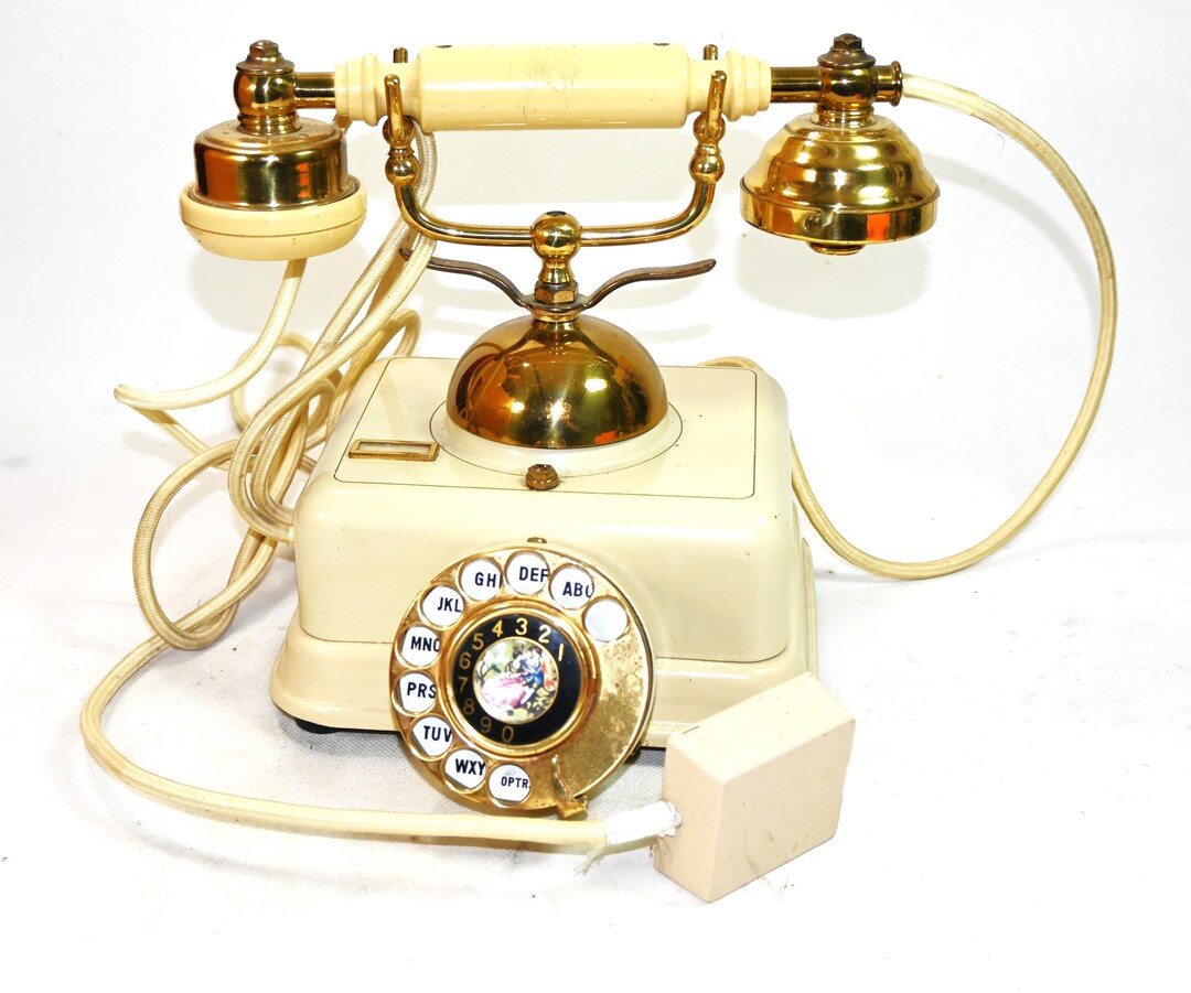 Vintage French Style Rotary Telephone | Cream Gold JN-4 Japan | Mid ...