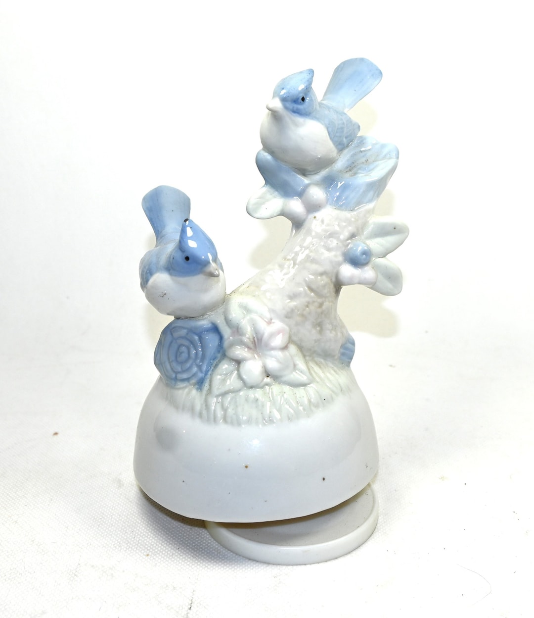 Vintage Blue Bird Porcelain Wind-up Music Box - Works Great, Charming ...