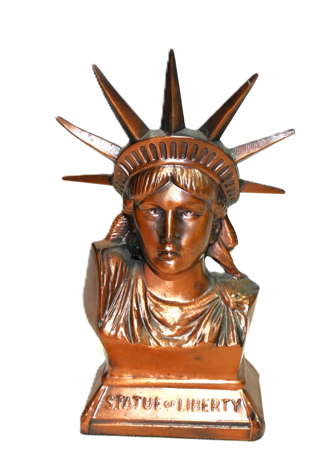 Vintage Statue of Liberty Coin Bank – Berry Copper Finish Bust 8" Tall ...