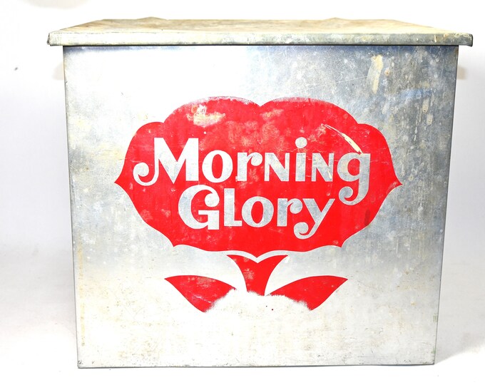 Weathered 1950's Morning Glory Milk Box - Retro Galvanized Steel Porch ...