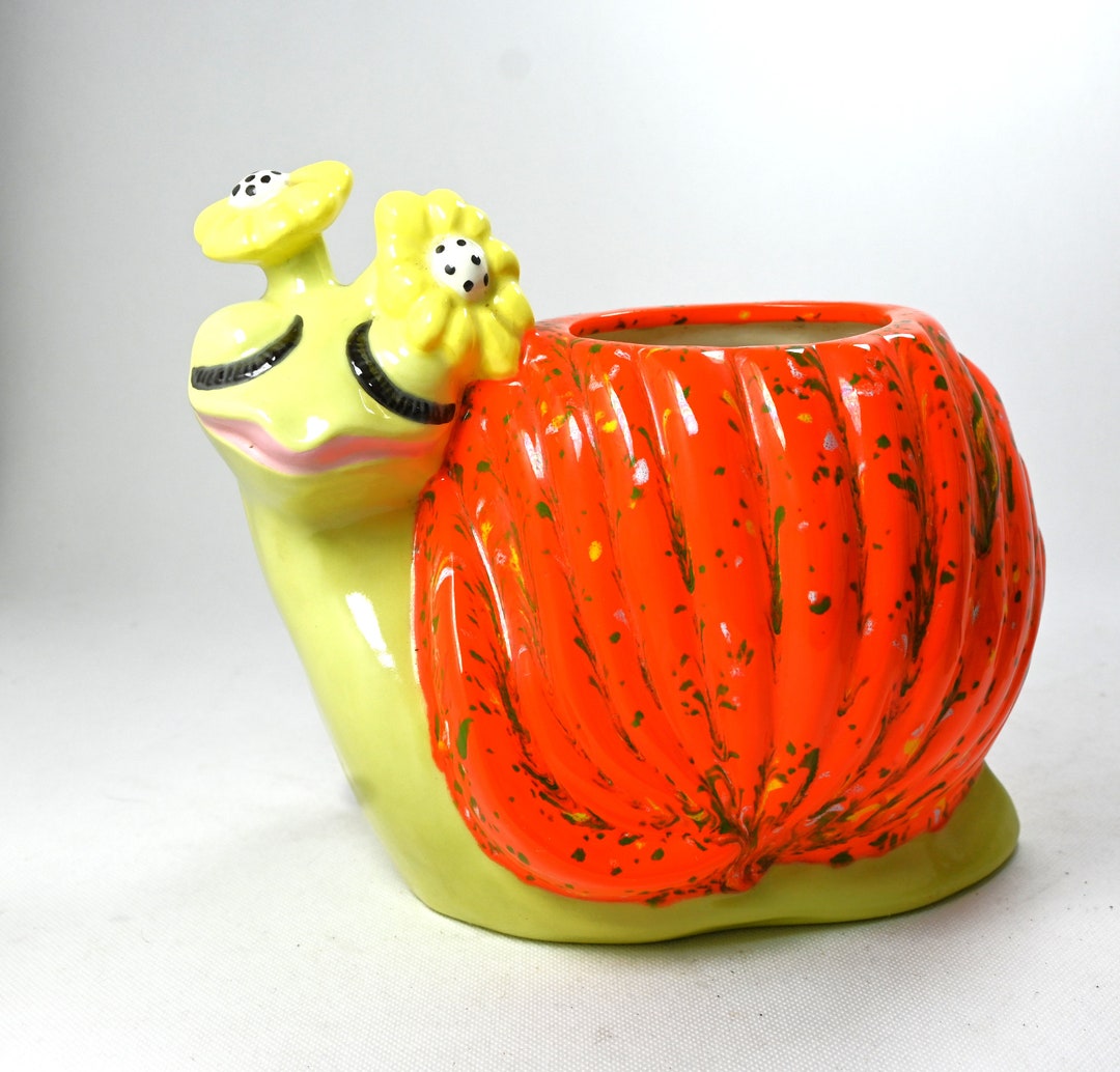 1970s Quirky Colorful Large Snail Figural Planter Pot - Etsy