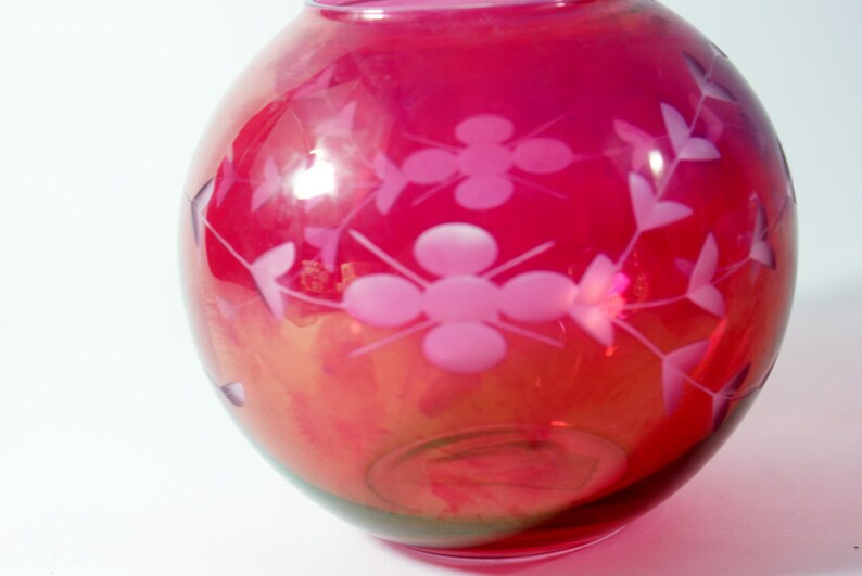 Glass Wheaton Vase Vintage Embossed Ruby Red | Etsy