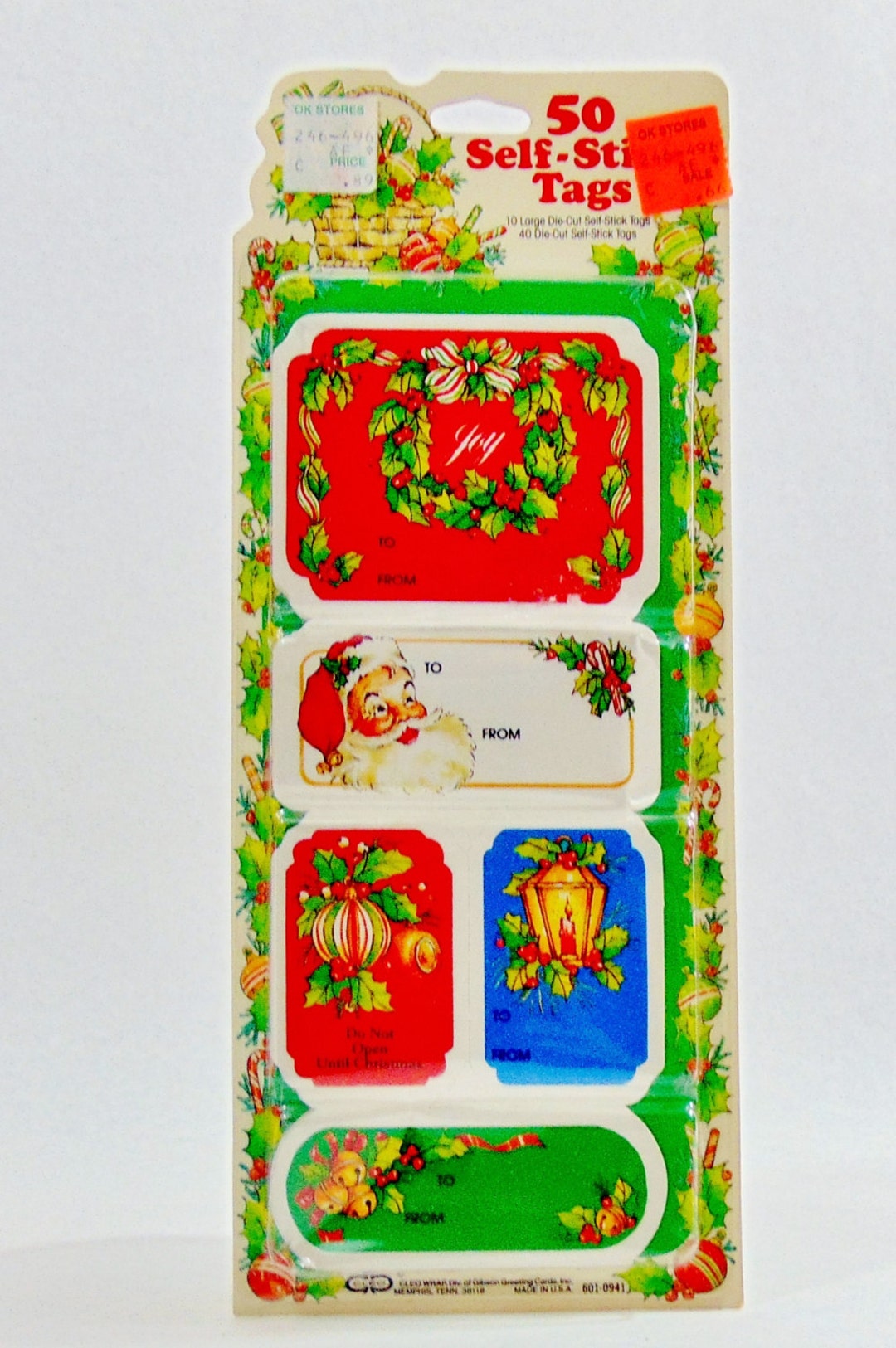Nostalgic Christmas Gift Tag Set 1970's Cleo Brand Self Adhesive Labels ...