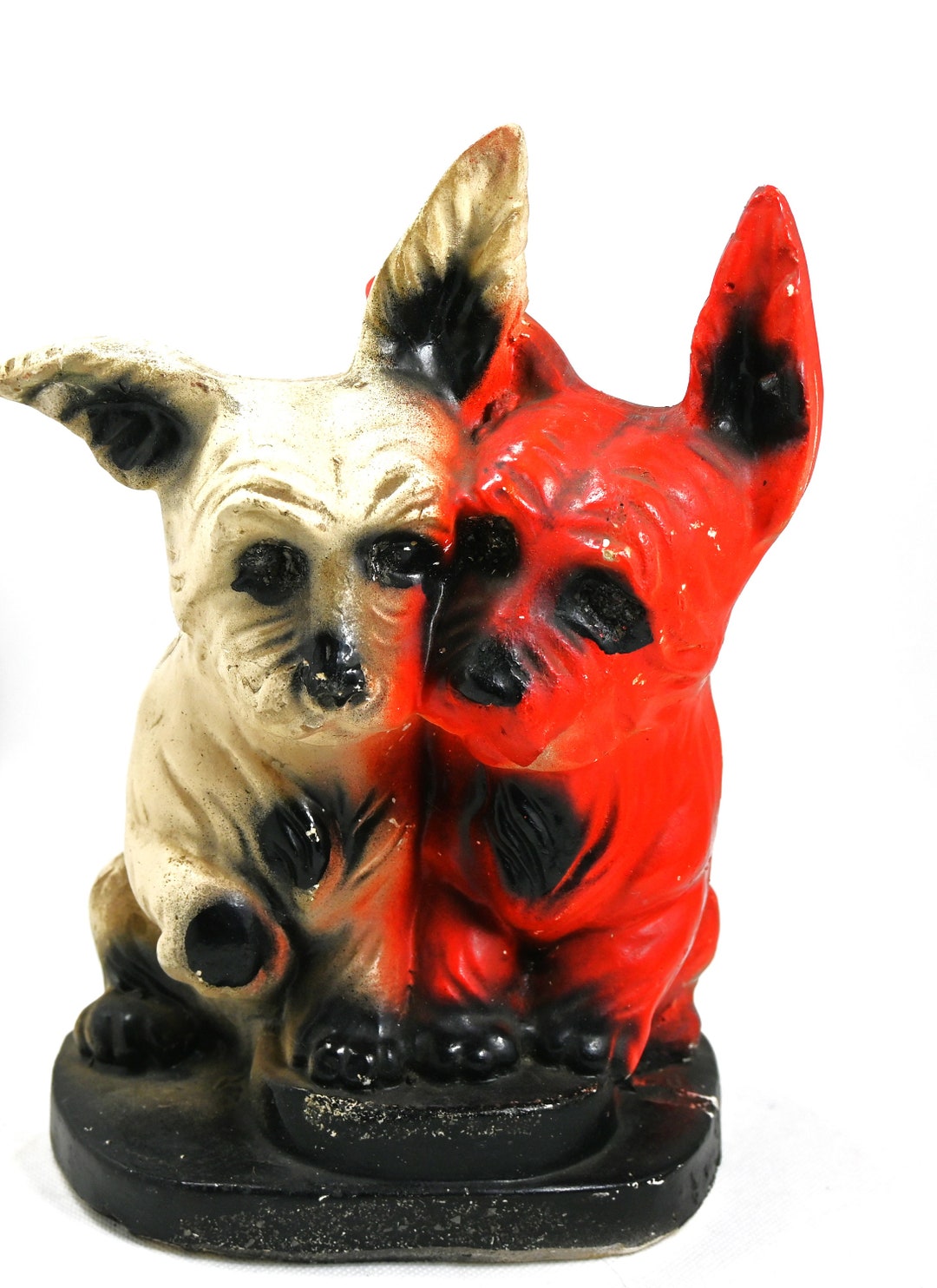 1940's Carnival Chalkware Scottie Dogs Red and White Statue - Etsy