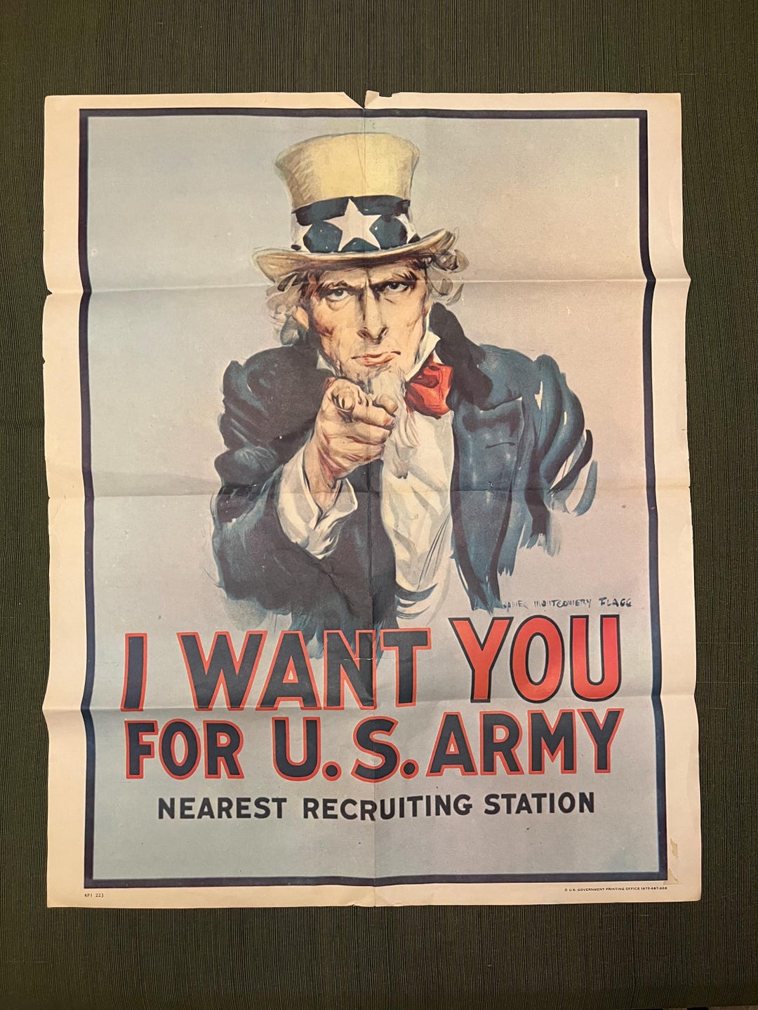 Vintage Uncle Sam Army "i Want You" Recruiting Poster: 1975 Military ...