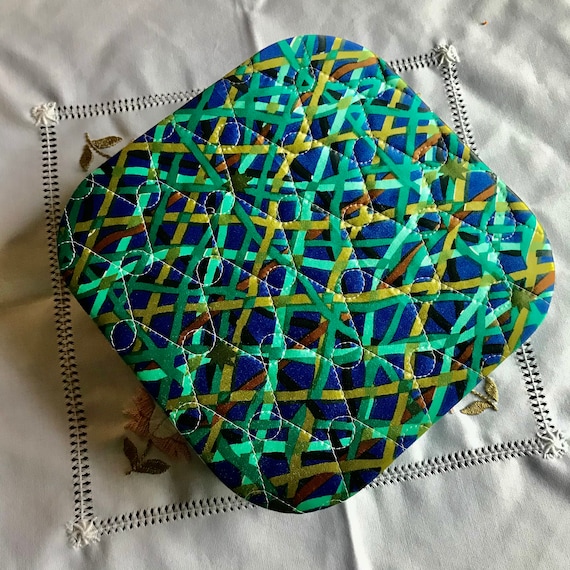 Vintage Satin Quilted Hanky Box 1950s - Mint Green, T… - Gem