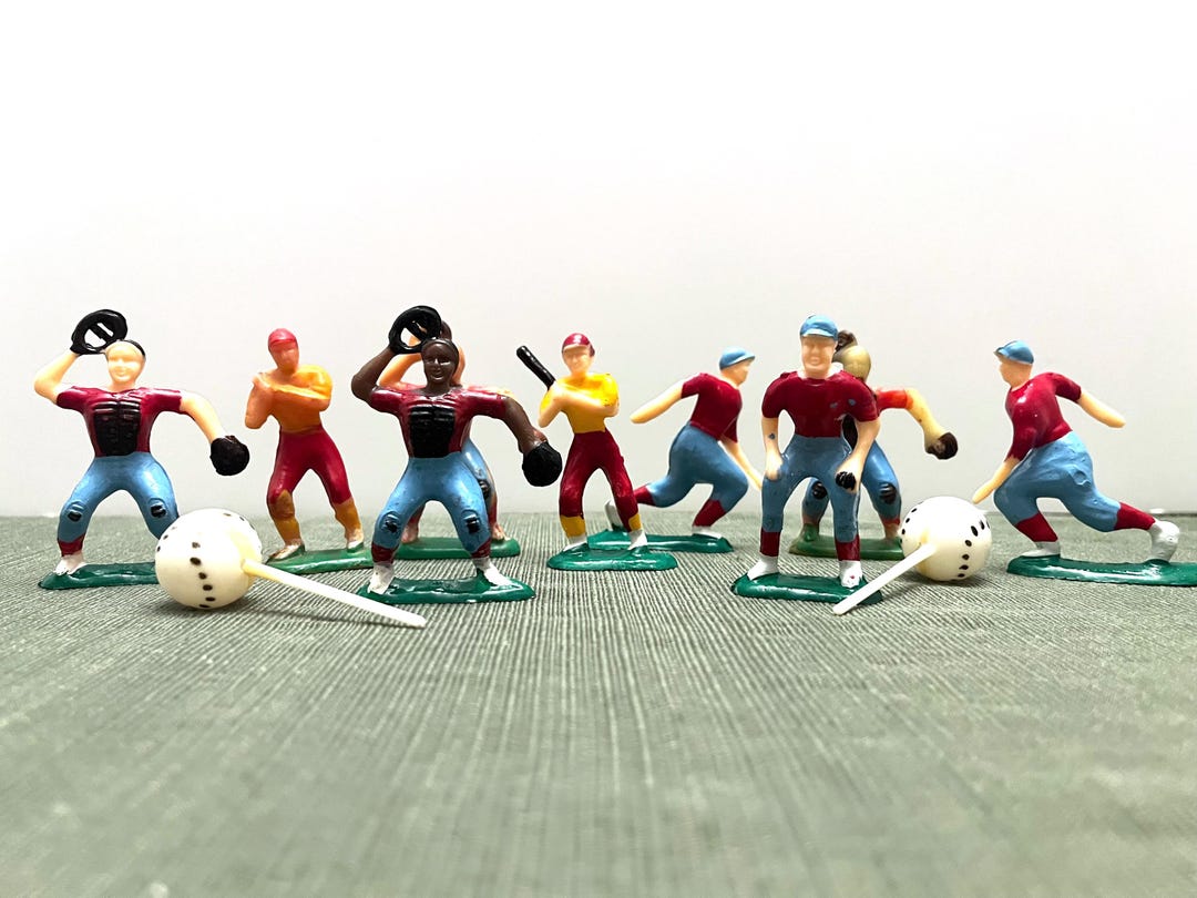Vintage Celluloid Baseball Player Cake Toppers: Mid-century Kids ...
