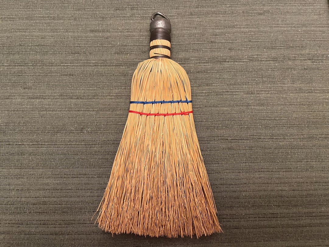 Vintage Straw Whisk Broom With Red & Blue Thread: Hand Dust Brush (10x6 ...