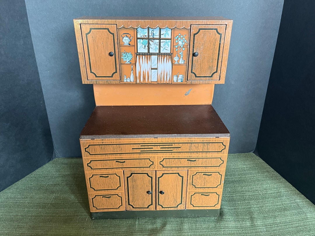 Vintage 1950s Wolverine Tin Toy Kitchen Hutch: Retro Metal Doll ...