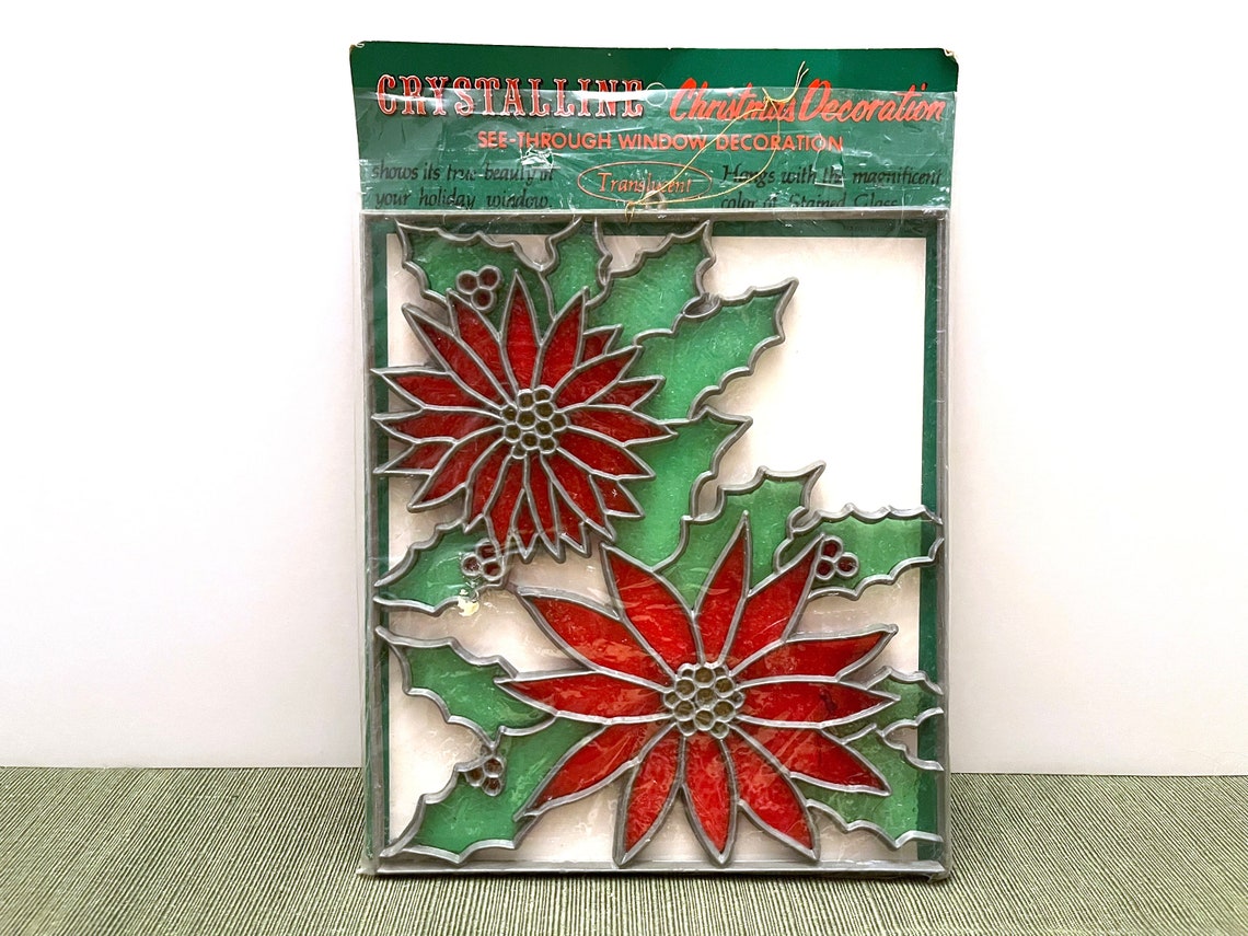 Crystalline Plastic Poinsettia Window Sun-catcher Vintage - Etsy