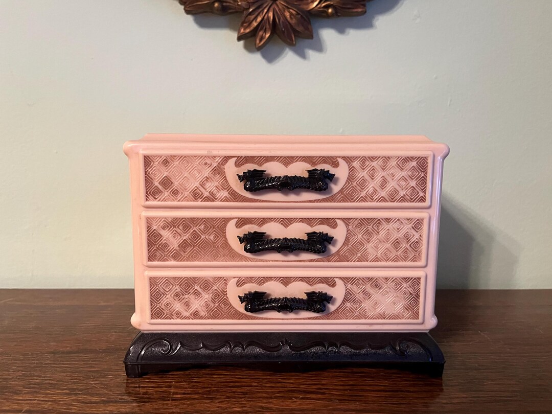 Vintage Mid Century Japanese Celluloid Jewelry Box Armoire - 3 Drawers ...