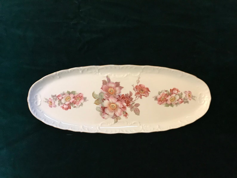 Porcelain Bone China Oval Species Rose Platter Made West | Etsy