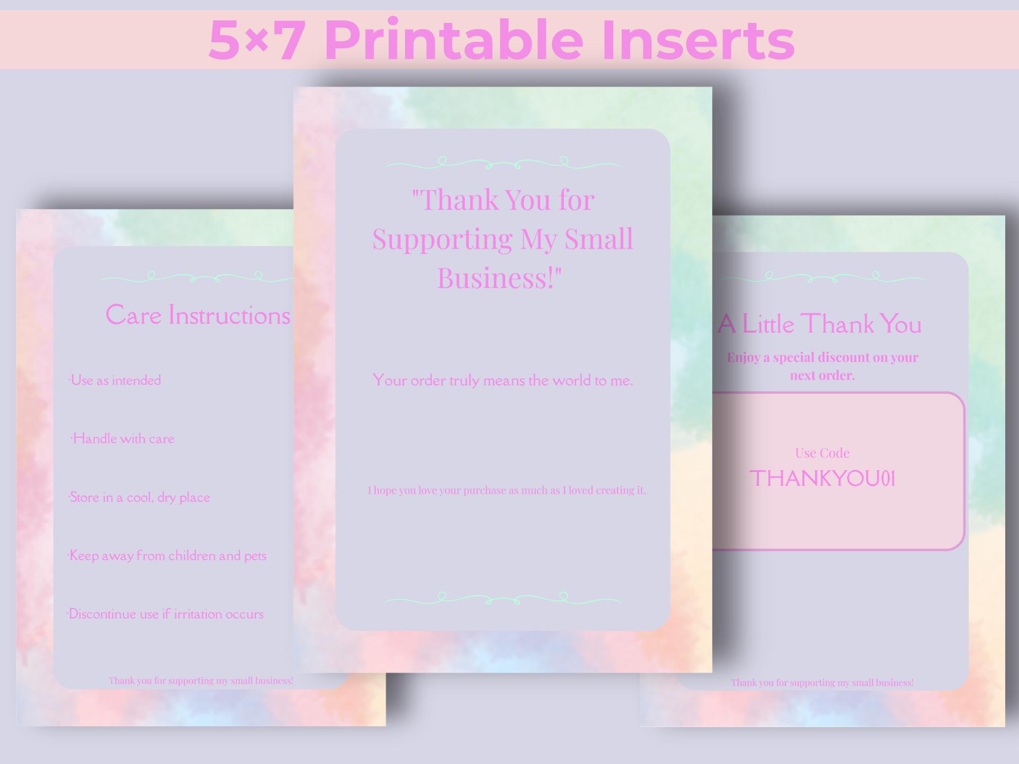 Small Business Insert Card Templates, Pastel Watercolor, Editable Canva ...