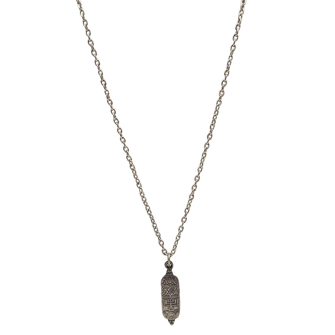 Mezuzah Talisman Shape Pendant Chain Necklace Silver Tone Vintage - Etsy