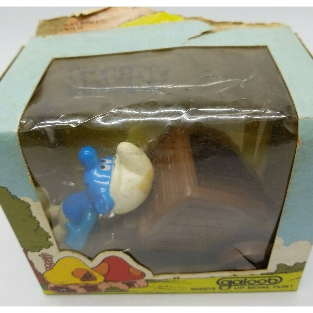 Galoob Smurf Wind-up Work Pals Figure & Wagon Damaged Handle on Wagon ...