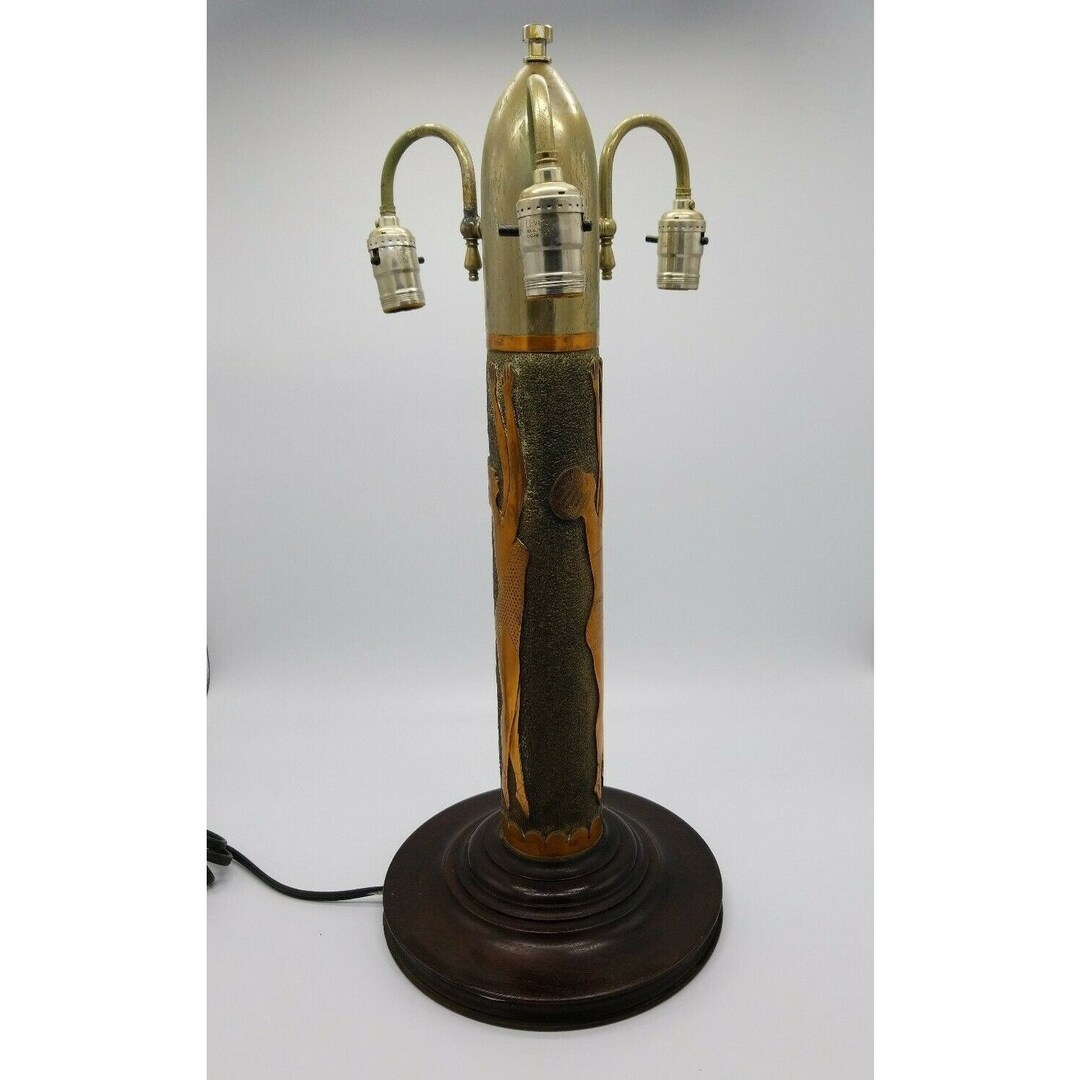 Trench Art Flapper Girls World War I WWI WWII Engraved 3 Socket Table ...