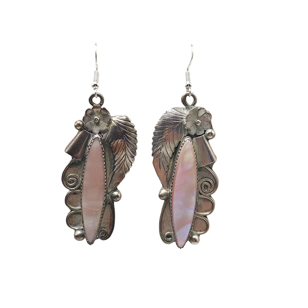 Randy Hoskie Navajo Sterling Silver Pink Mother of Pearl Dangling ...