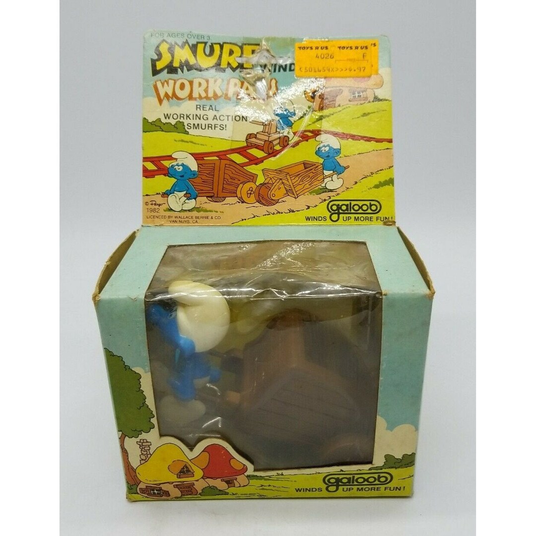 Galoob Smurf Wind-up Work Pals Figure & Wagon New Old Stock (has Box ...