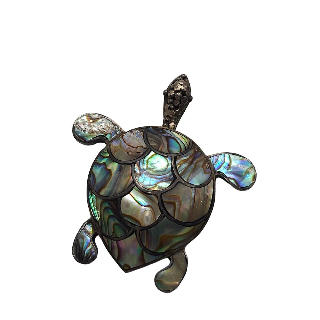 Vintage Abalone Shell Turtle Brooch Pendant 2 Inch 10.77g Sea Life ...