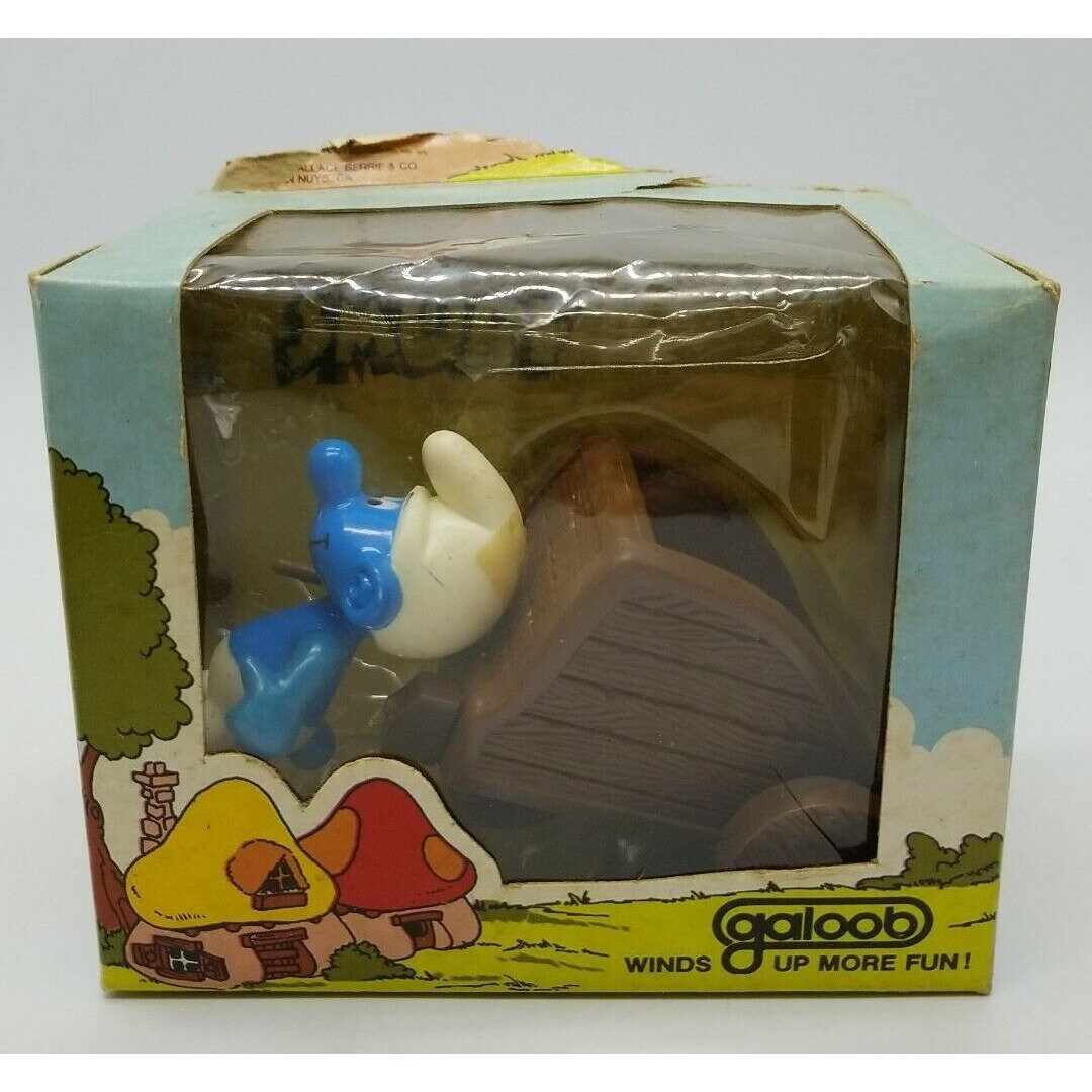 Galoob Smurf Wind-up Work Pals Figure & Wagon Damaged Handle on Wagon ...