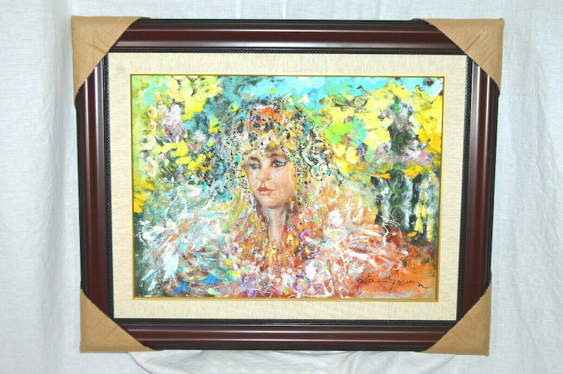 Rita Asfour Artist Original Oil on Canvas Painting "girl" Framed 32" X ...