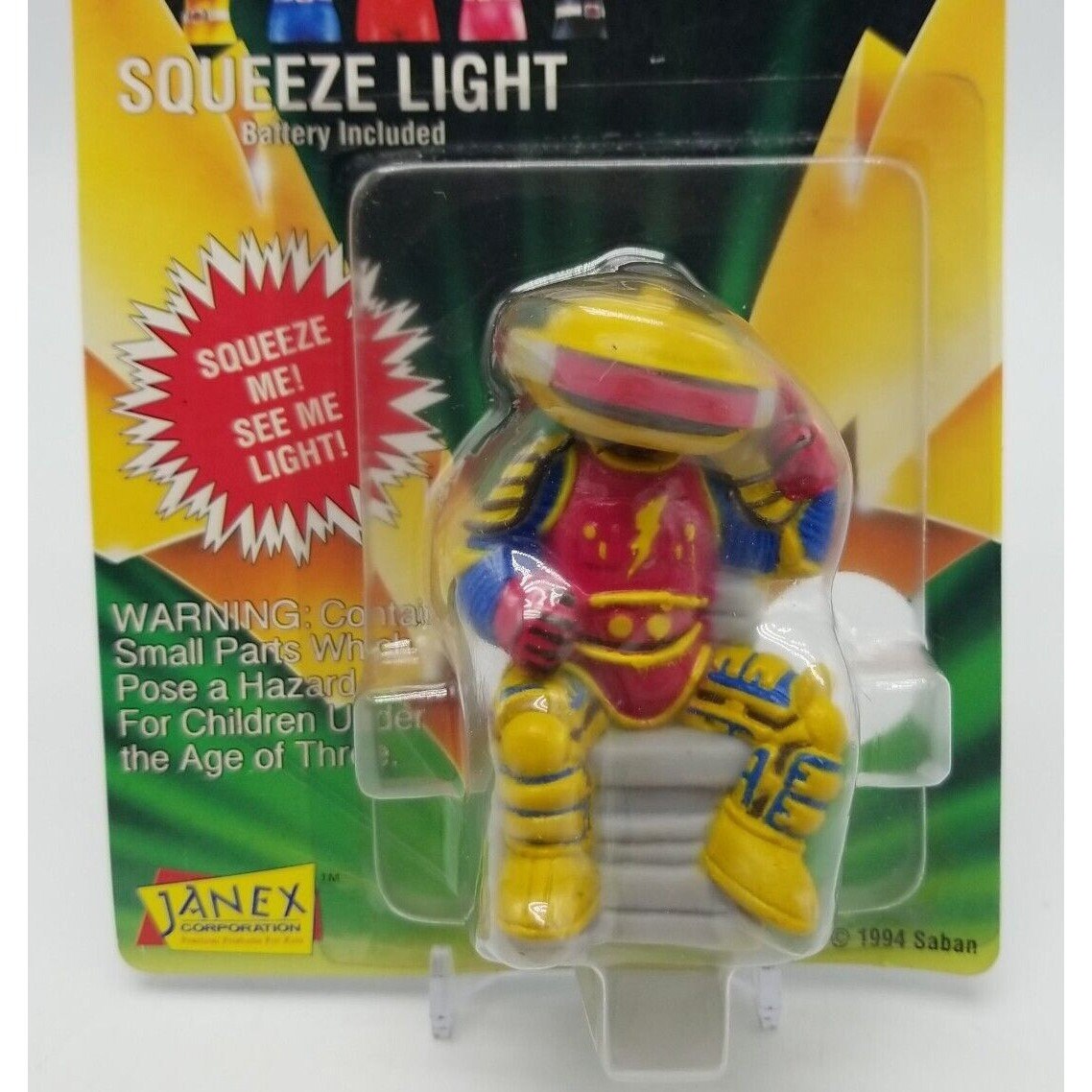 Mighty Morphin Power Rangers ALPHA Squeeze Light 1994 Janex New on Card ...