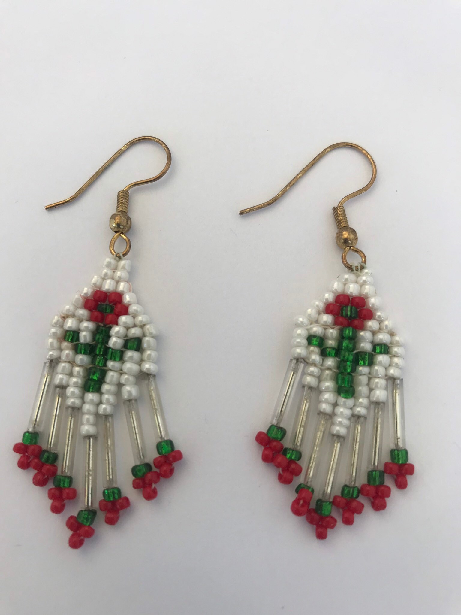 Vintage Native American Red Rose Beaded Earrings Red Vintage - Etsy Sweden
