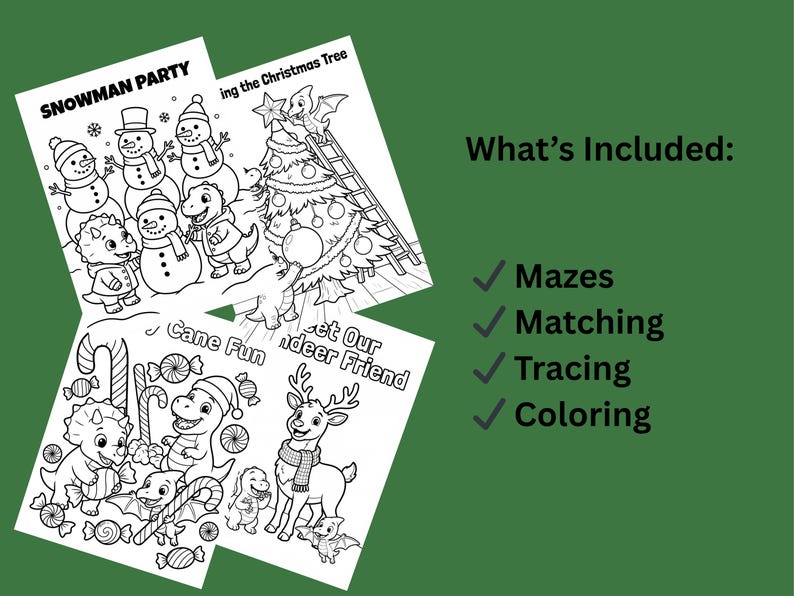 Dinosaur Coloring Book & Activity Pages | Christmas | Ages 4-8 ...