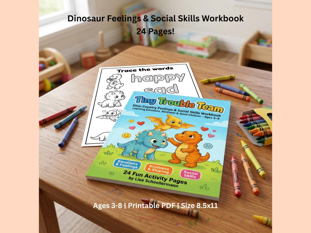 Dinosaur Feelings & Social Skills Workbook | Ages 3 - 8 | Printable PDF ...
