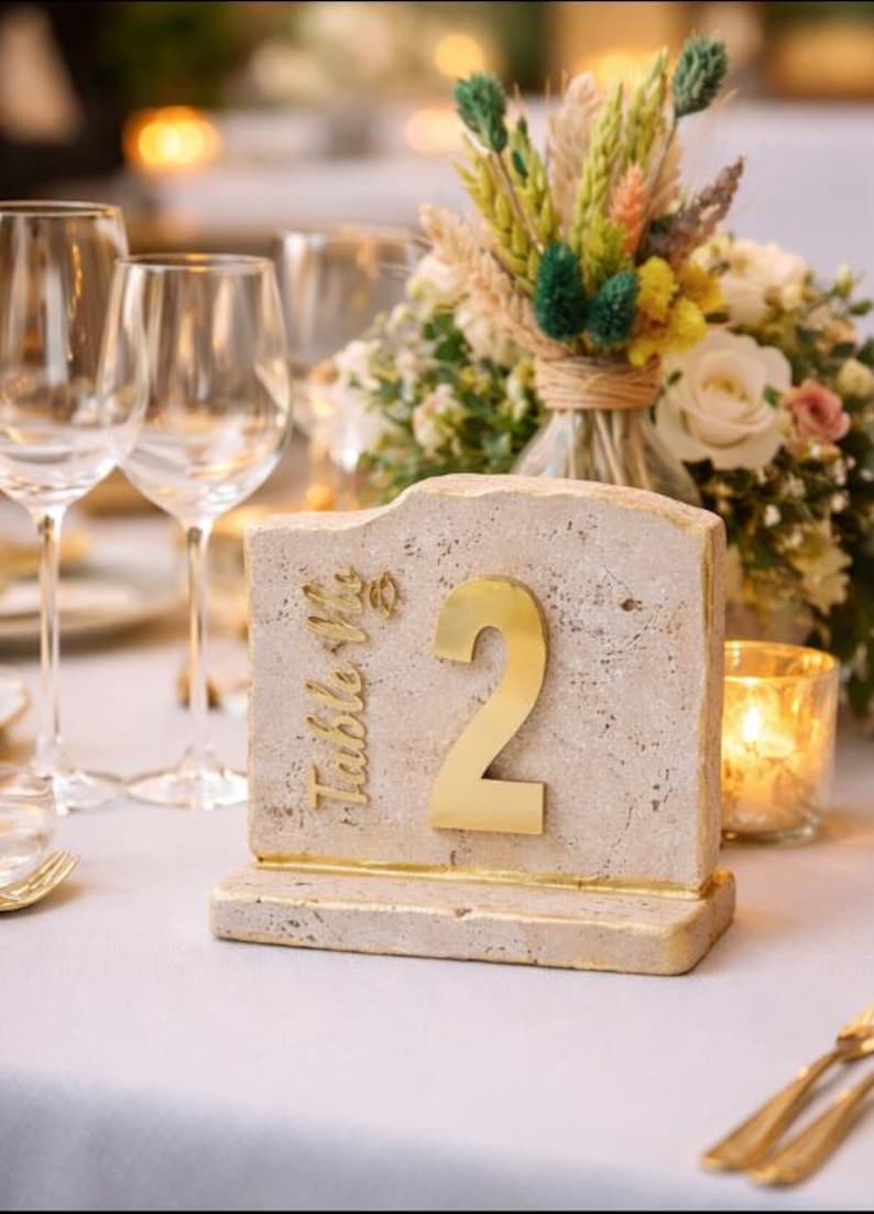 Stone Table Numbers | Wedding Table Decor | - Etsy
