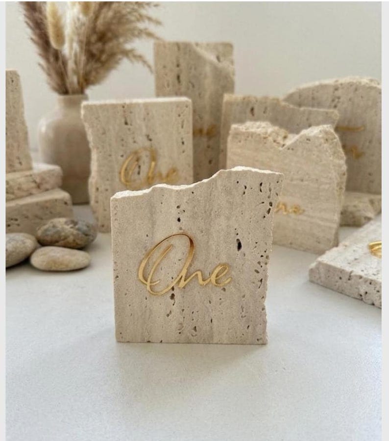 Wedding Table Numbers, Rustic Boho Reception Decor, Natural Stone ...