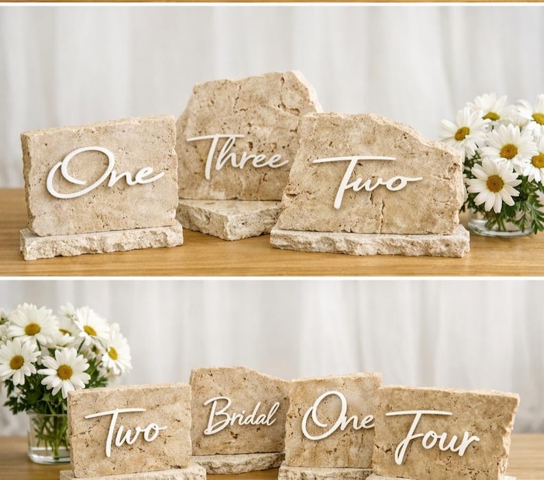 Stone Table Numbers | Wedding Table Decor | - Etsy