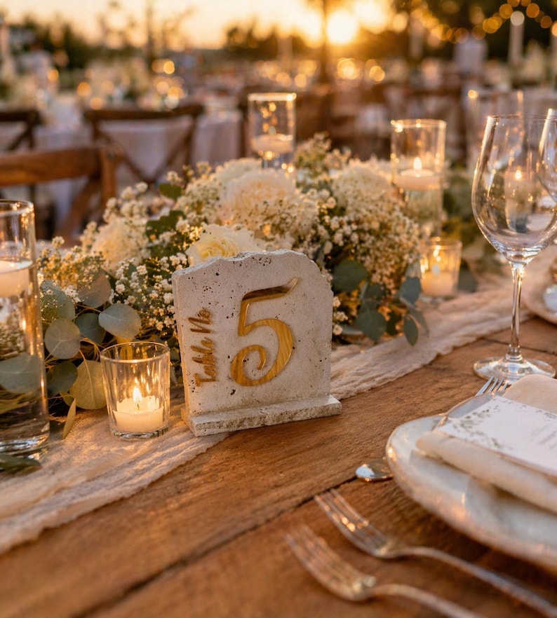 Stone Table Numbers | Wedding Table Decor | - Etsy