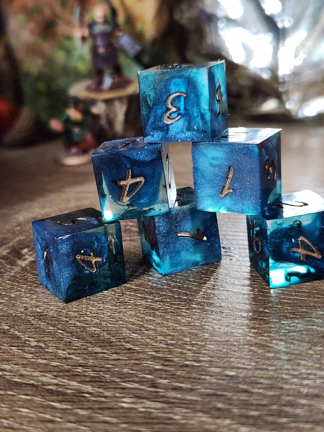 Tidal Storm: Handmade Sharp Edge 6D6 Dice Set for Use in Dnd and Ttrpgs ...