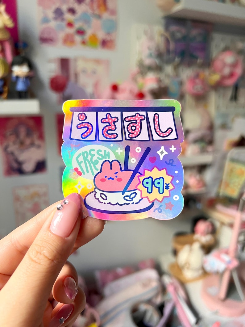 Bunny Sushi Holographic Sticker - Etsy