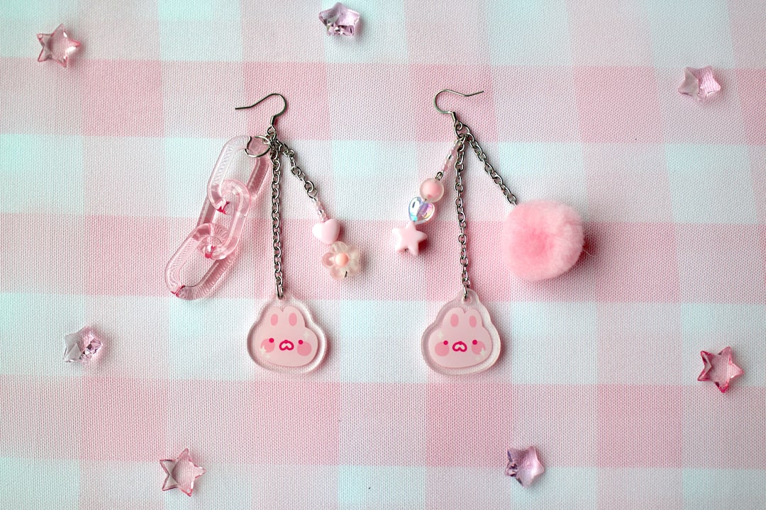 Bunny Cute Clutter Trinket Asymmetrical Dangle Earrings - Etsy