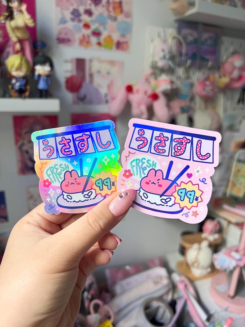 Bunny Sushi Holographic Sticker - Etsy