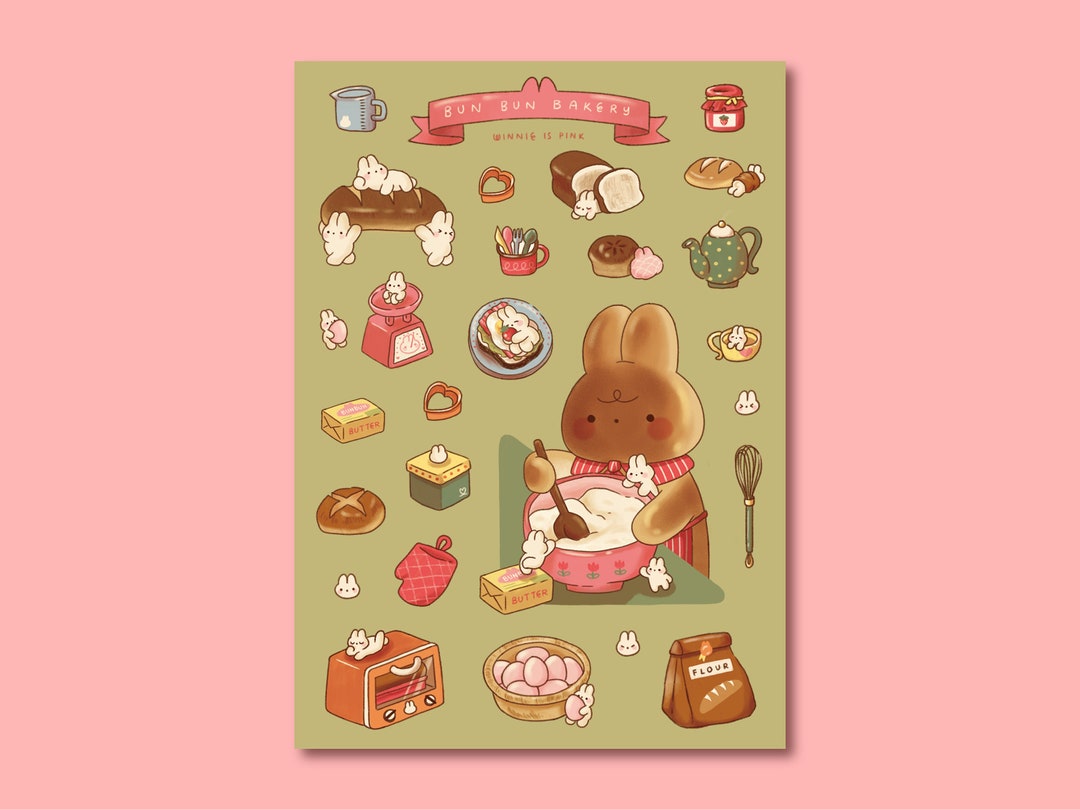 Bun Bun Bakery 5x7 Sticker Sheet - Etsy